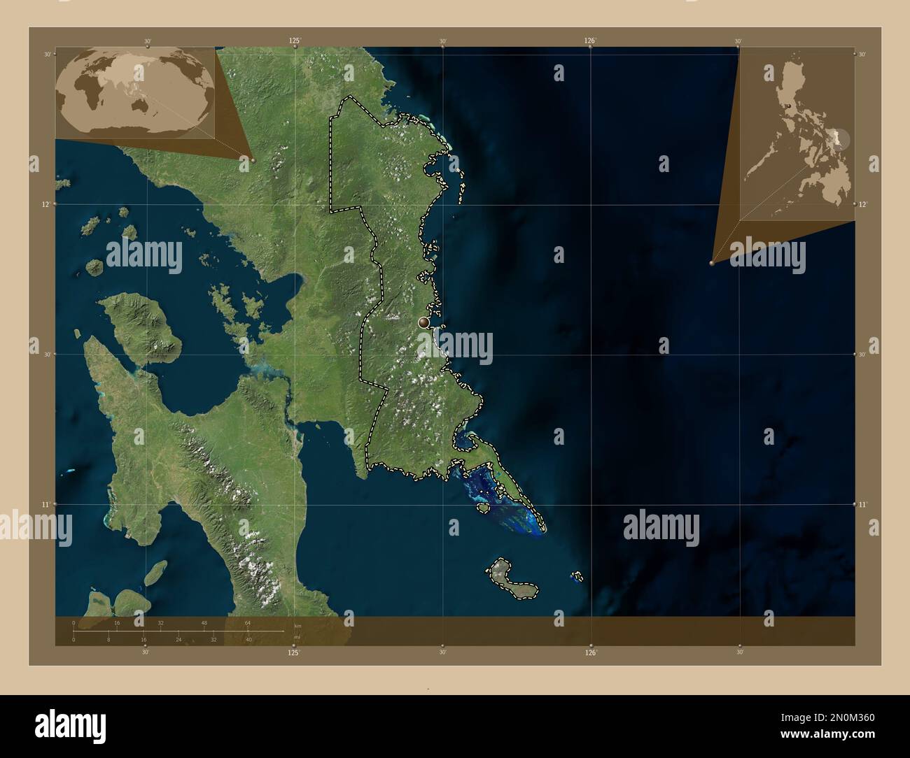 Eastern Samar, province of Philippines. Low resolution satellite map ...
