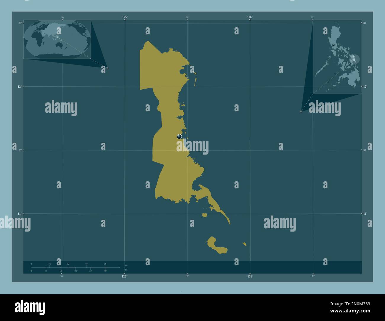 Eastern Samar, province of Philippines. Solid color shape. Corner ...