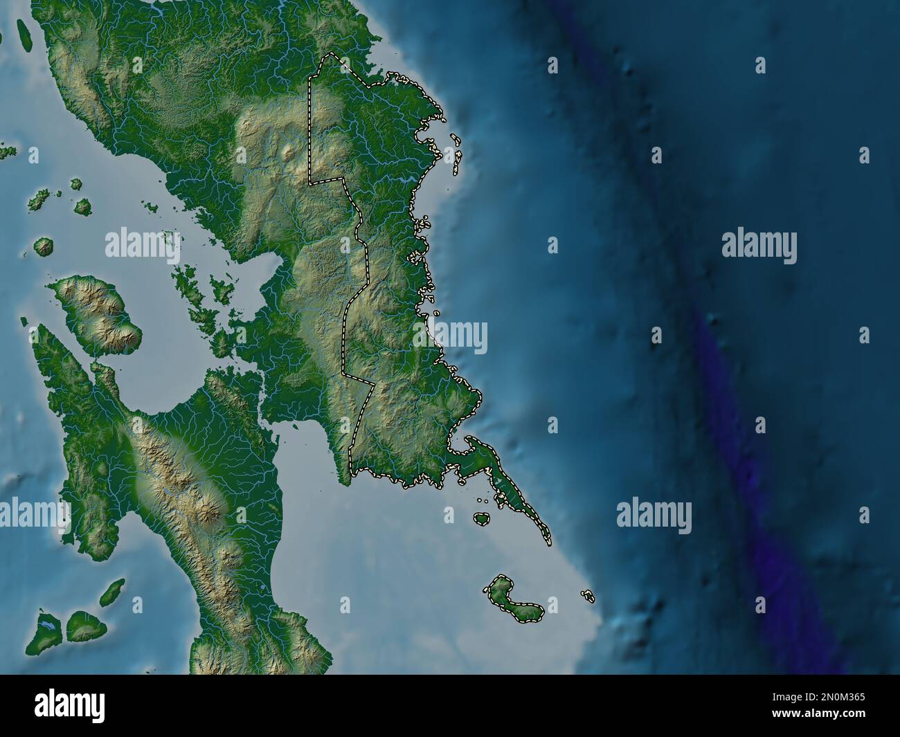 Eastern Samar, province of Philippines. Colored elevation map with ...