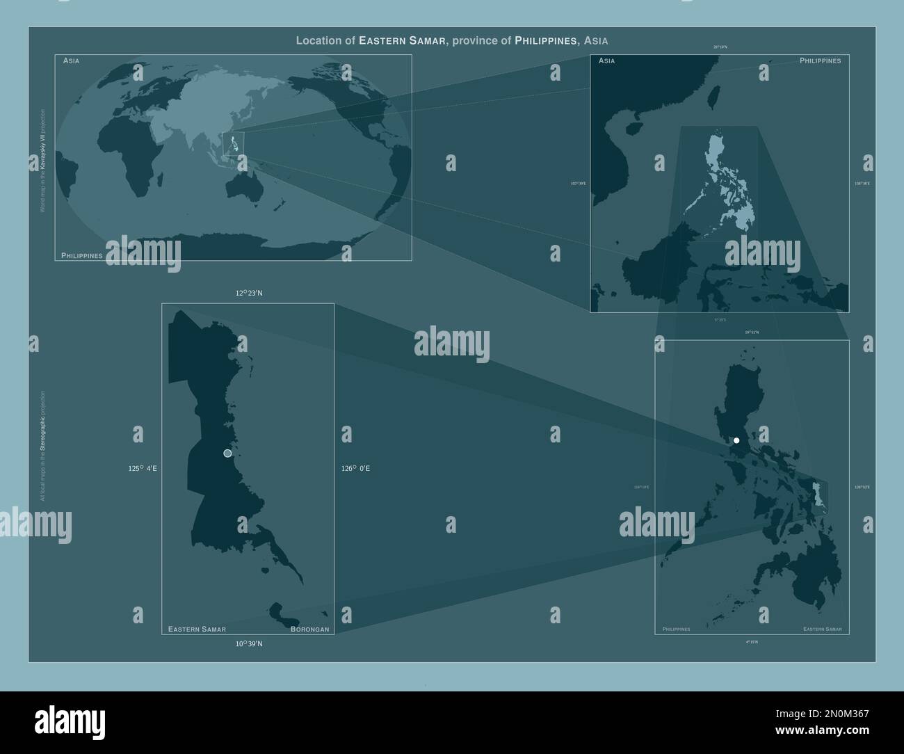 Eastern Samar, province of Philippines. Diagram showing the location of ...