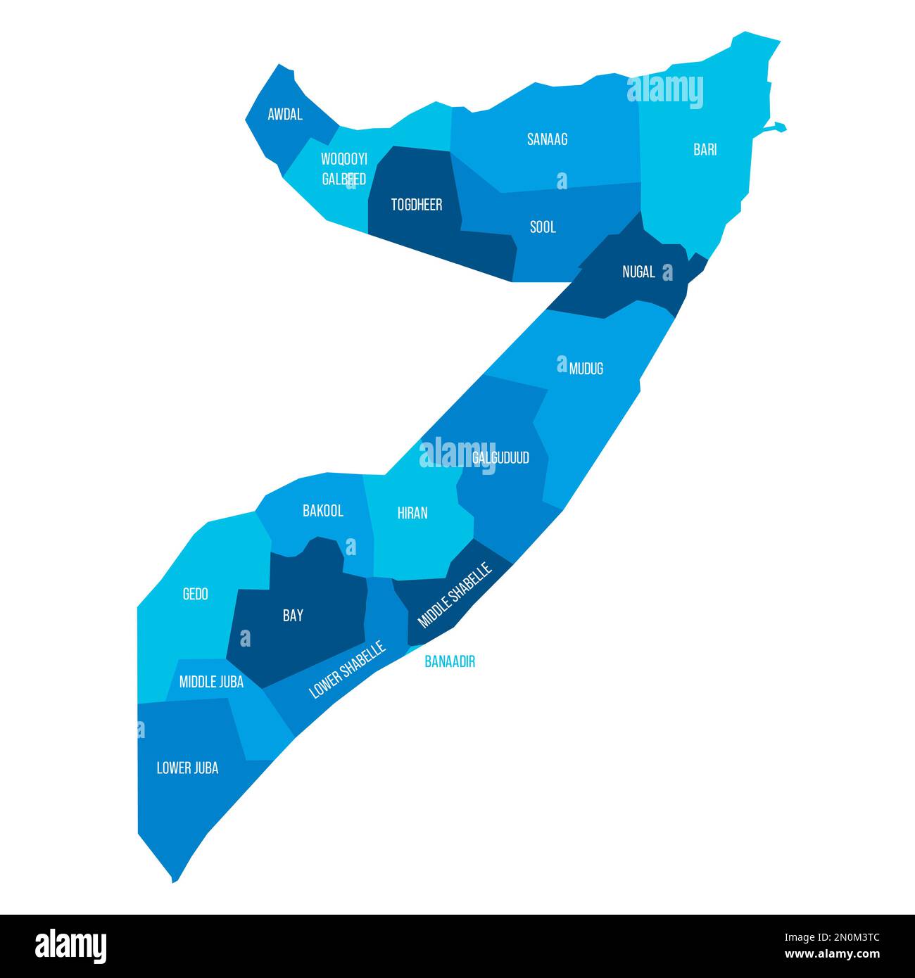 Somalia political map of administrative divisions - federal states ...