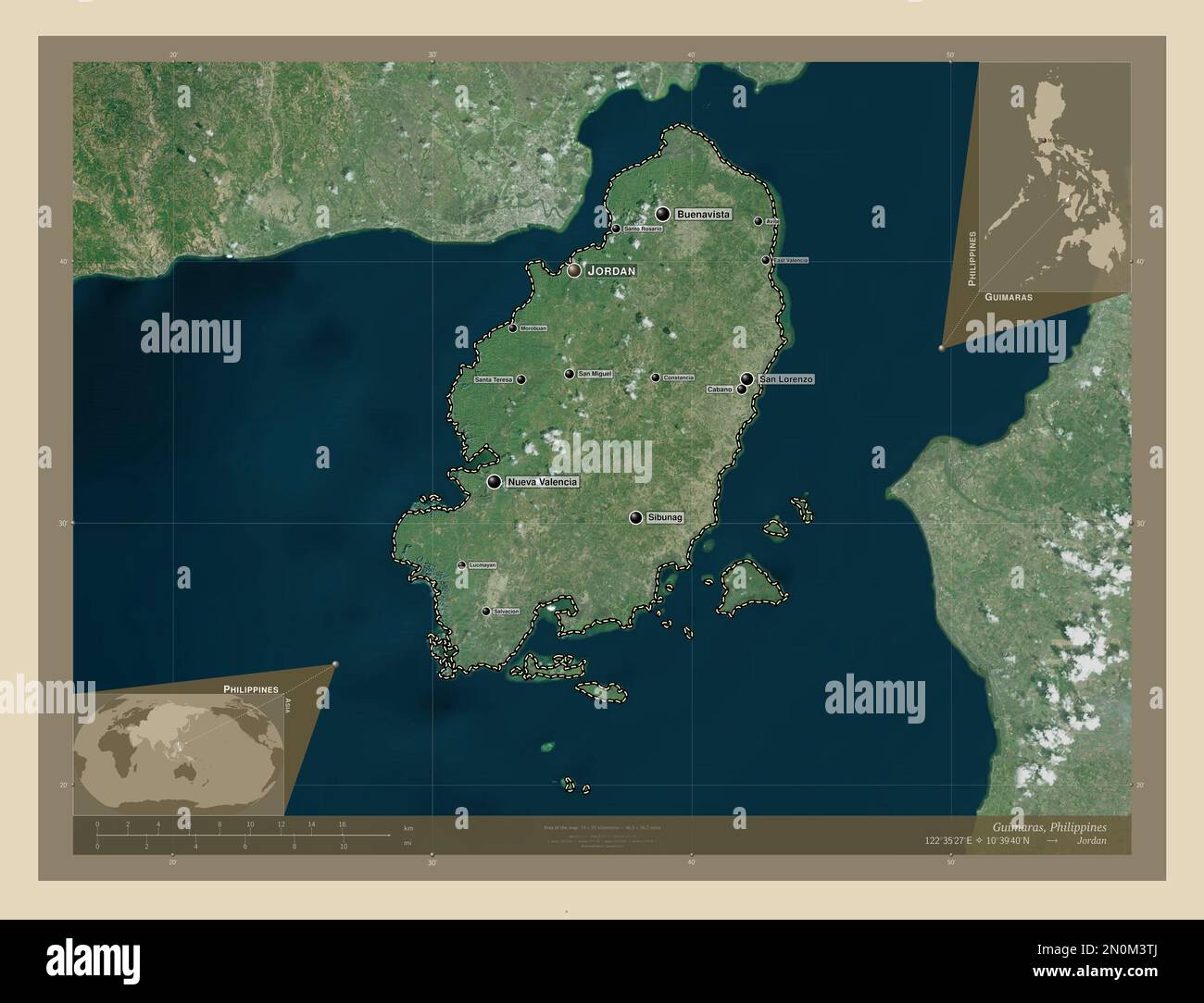 Guimaras, province of Philippines. High resolution satellite map ...