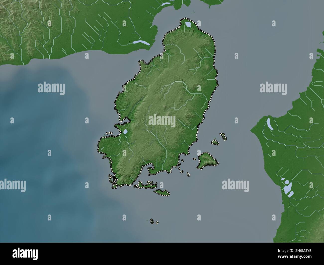 Guimaras, province of Philippines. Elevation map colored in wiki style ...