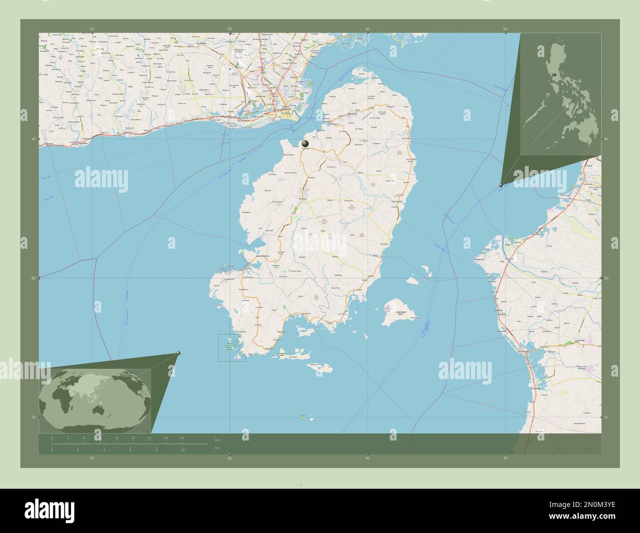 Guimaras, province of Philippines. Open Street Map. Corner auxiliary ...