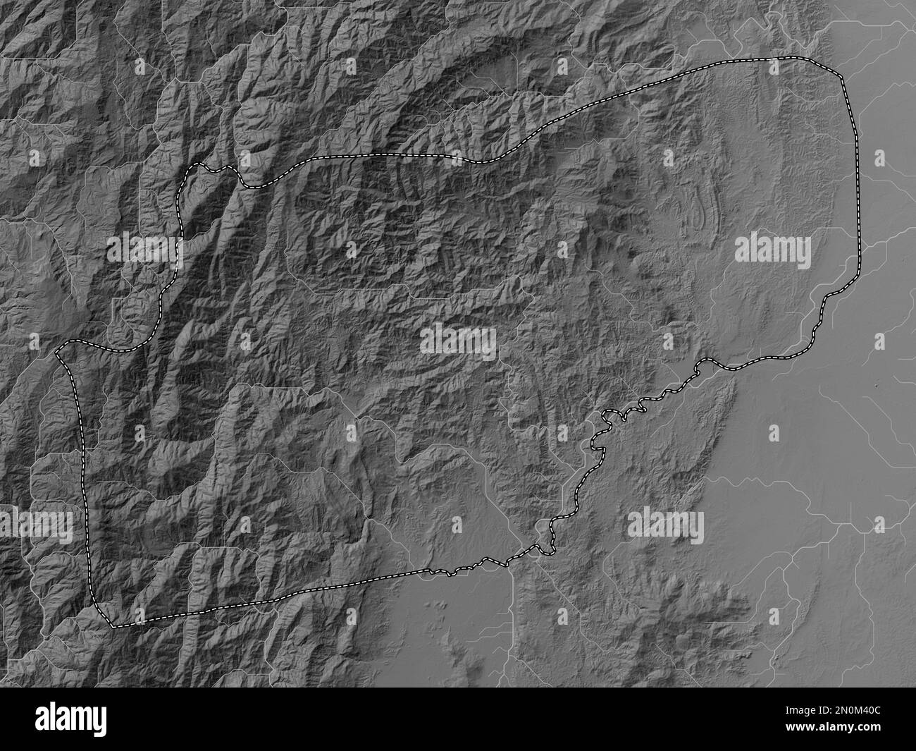 Ifugao, province of Philippines. Grayscale elevation map with lakes and ...