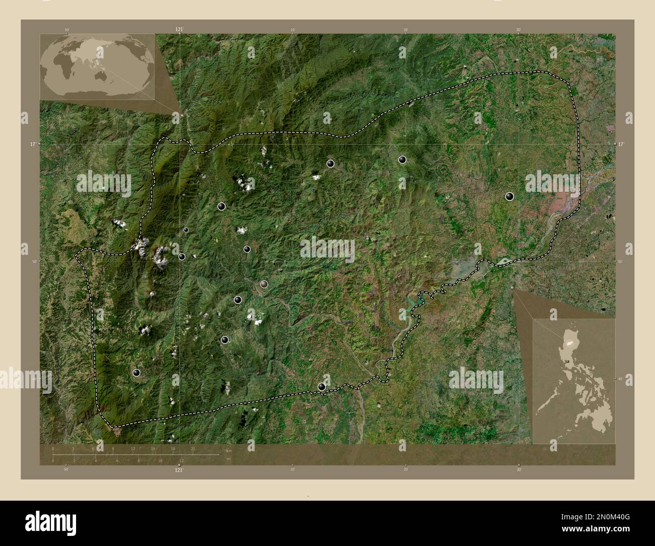 Ifugao, province of Philippines. High resolution satellite map ...
