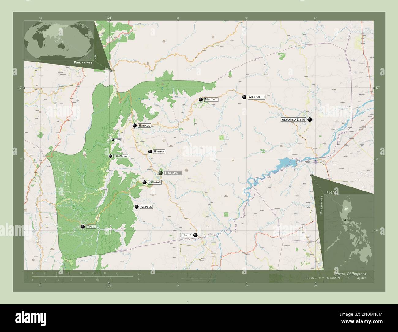 Ifugao, province of Philippines. Open Street Map. Locations and names ...