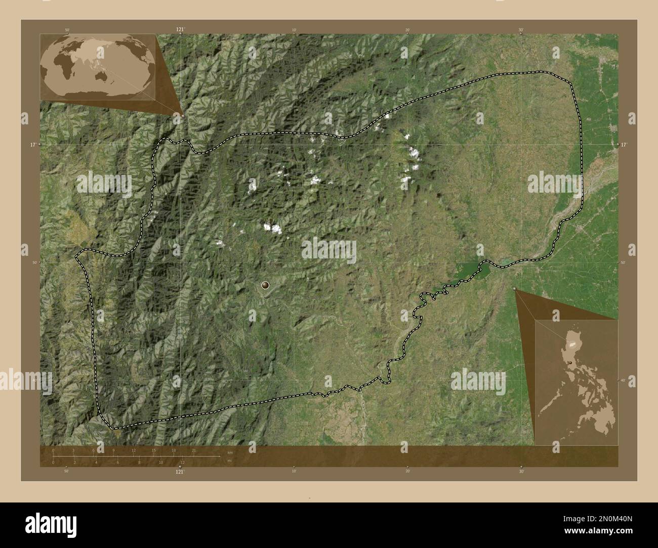 Ifugao, province of Philippines. Low resolution satellite map. Corner ...