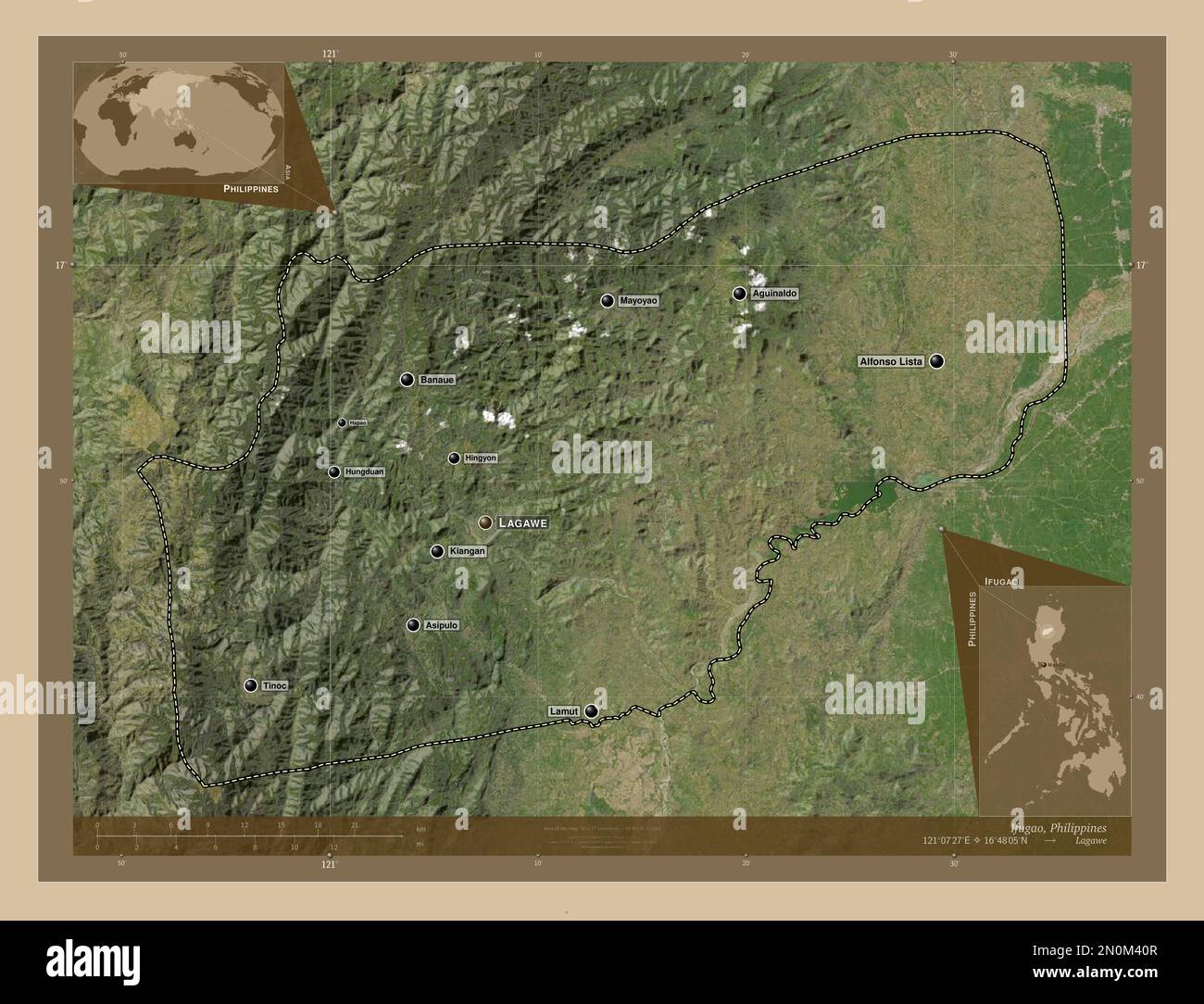 Ifugao, province of Philippines. Low resolution satellite map ...