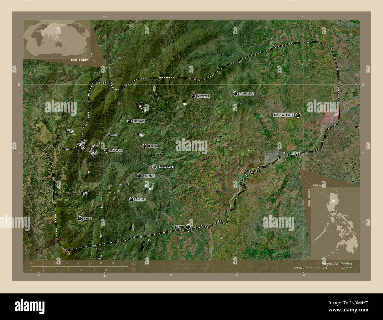 Ifugao, province of Philippines. High resolution satellite map ...