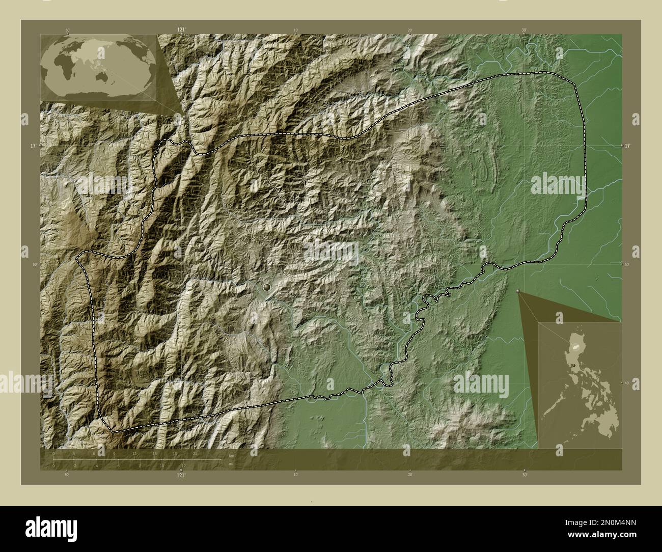 Ifugao, province of Philippines. Elevation map colored in wiki style ...