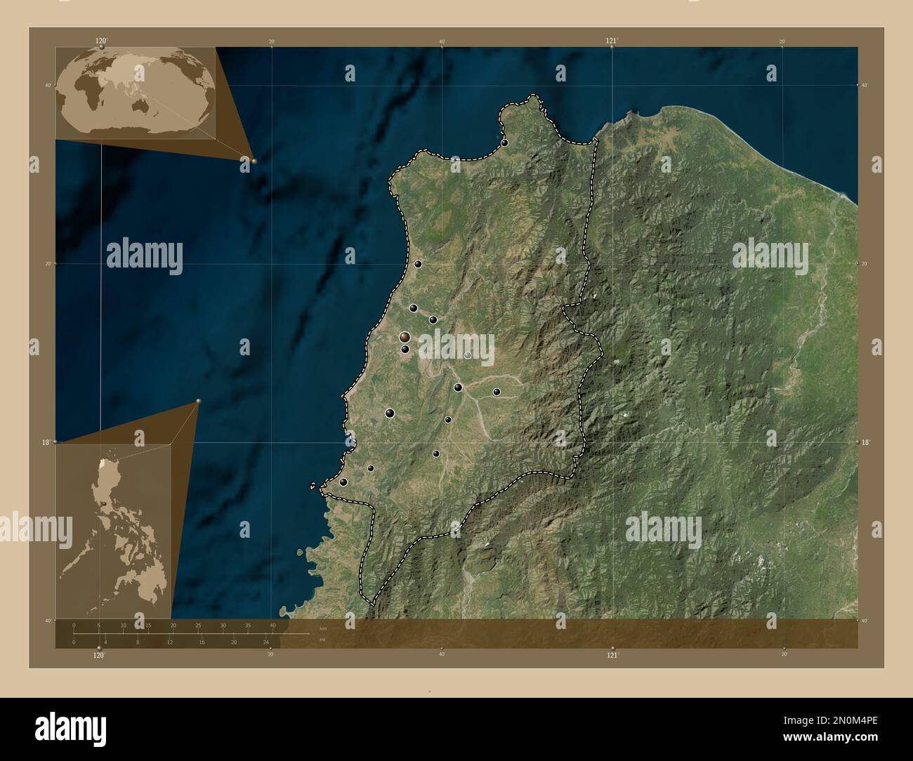 Ilocos Norte, province of Philippines. Low resolution satellite map ...