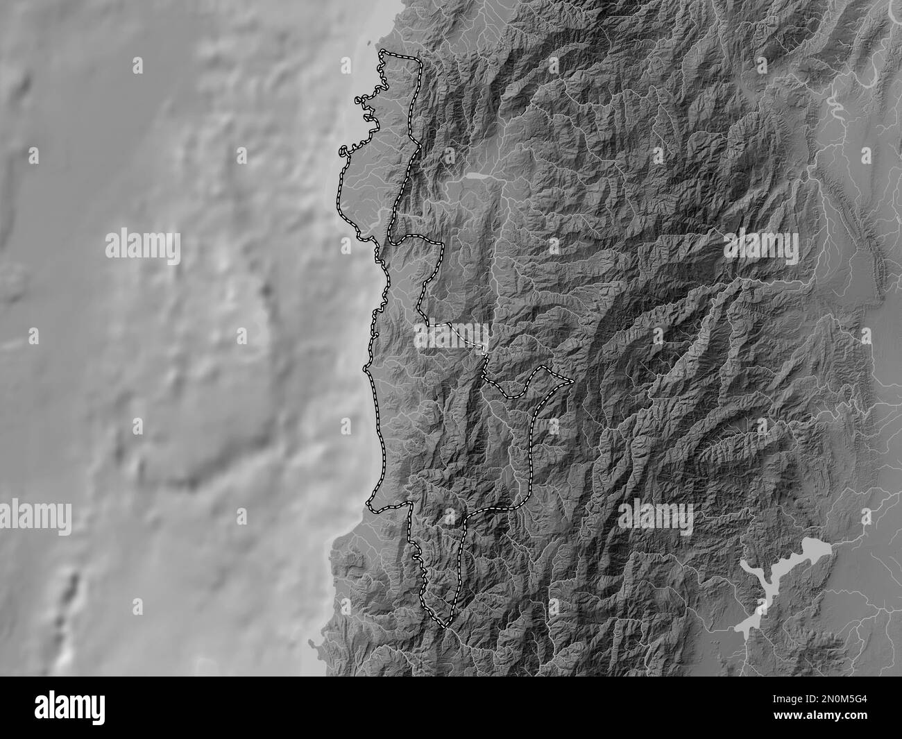 Ilocos Sur, province of Philippines. Grayscale elevation map with lakes ...