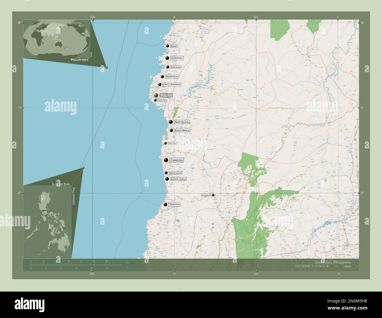 Ilocos Sur, province of Philippines. Open Street Map. Locations and ...