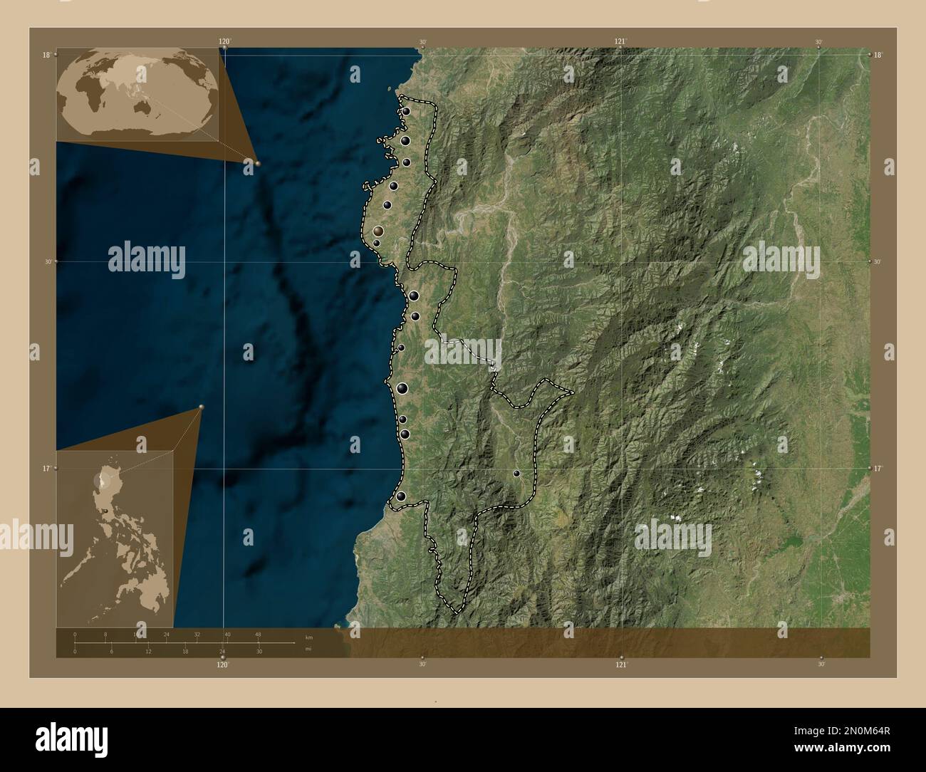Ilocos Sur, province of Philippines. Low resolution satellite map ...