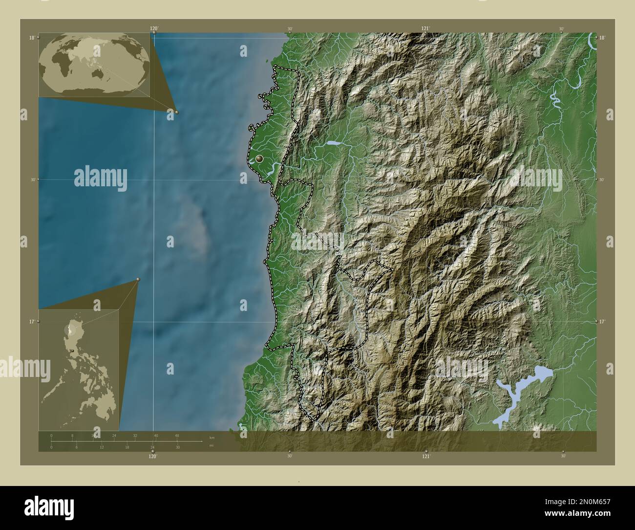 Ilocos Sur, province of Philippines. Elevation map colored in wiki ...