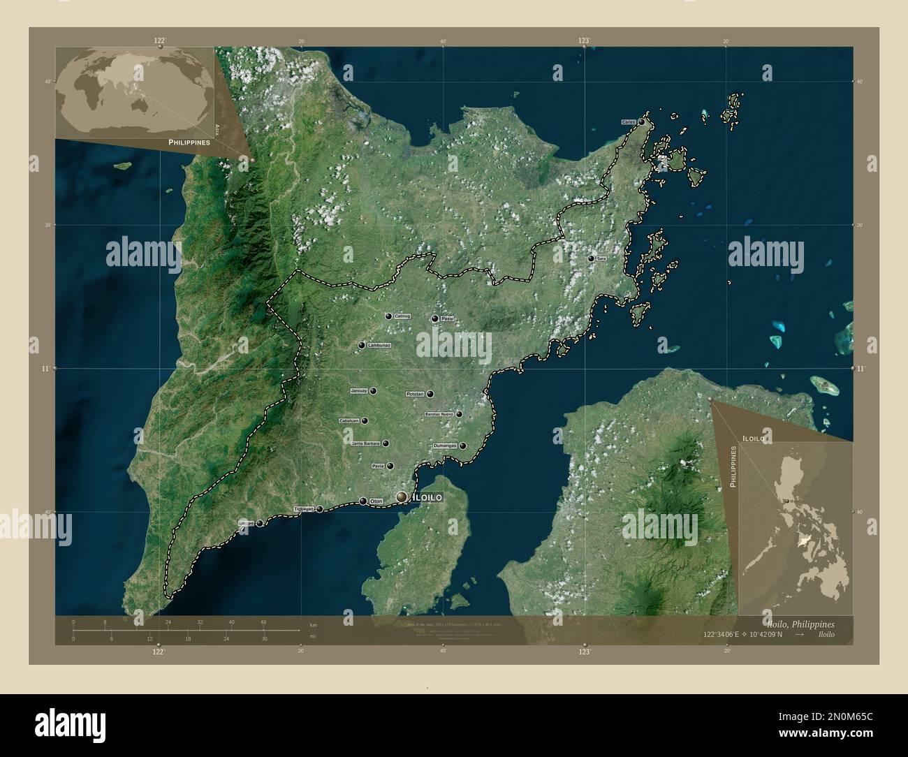 Iloilo, province of Philippines. High resolution satellite map ...