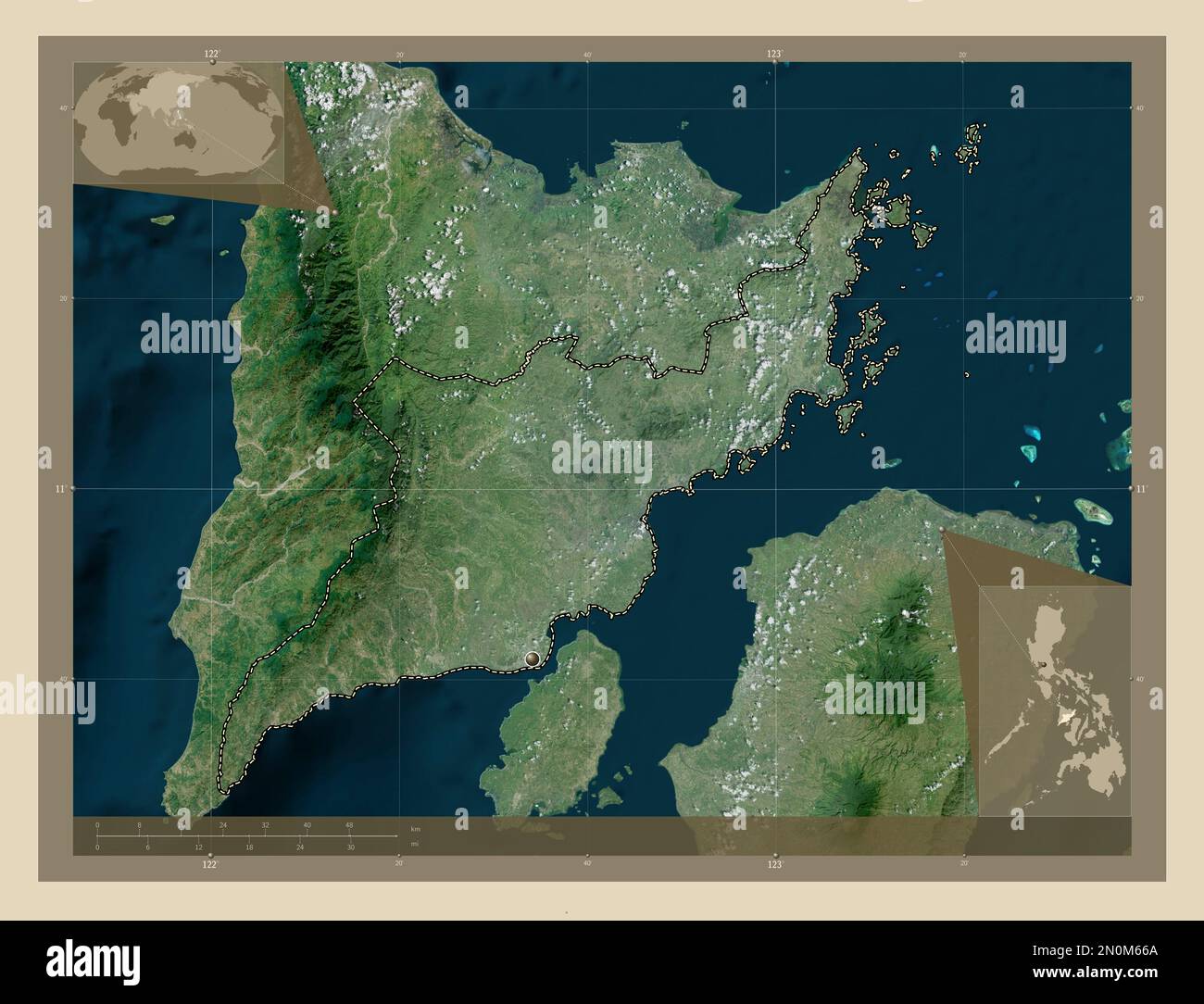 Iloilo, province of Philippines. High resolution satellite map. Corner ...