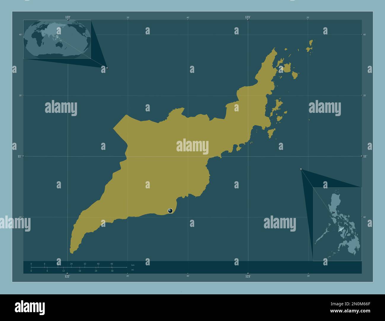 Iloilo, province of Philippines. Solid color shape. Corner auxiliary ...