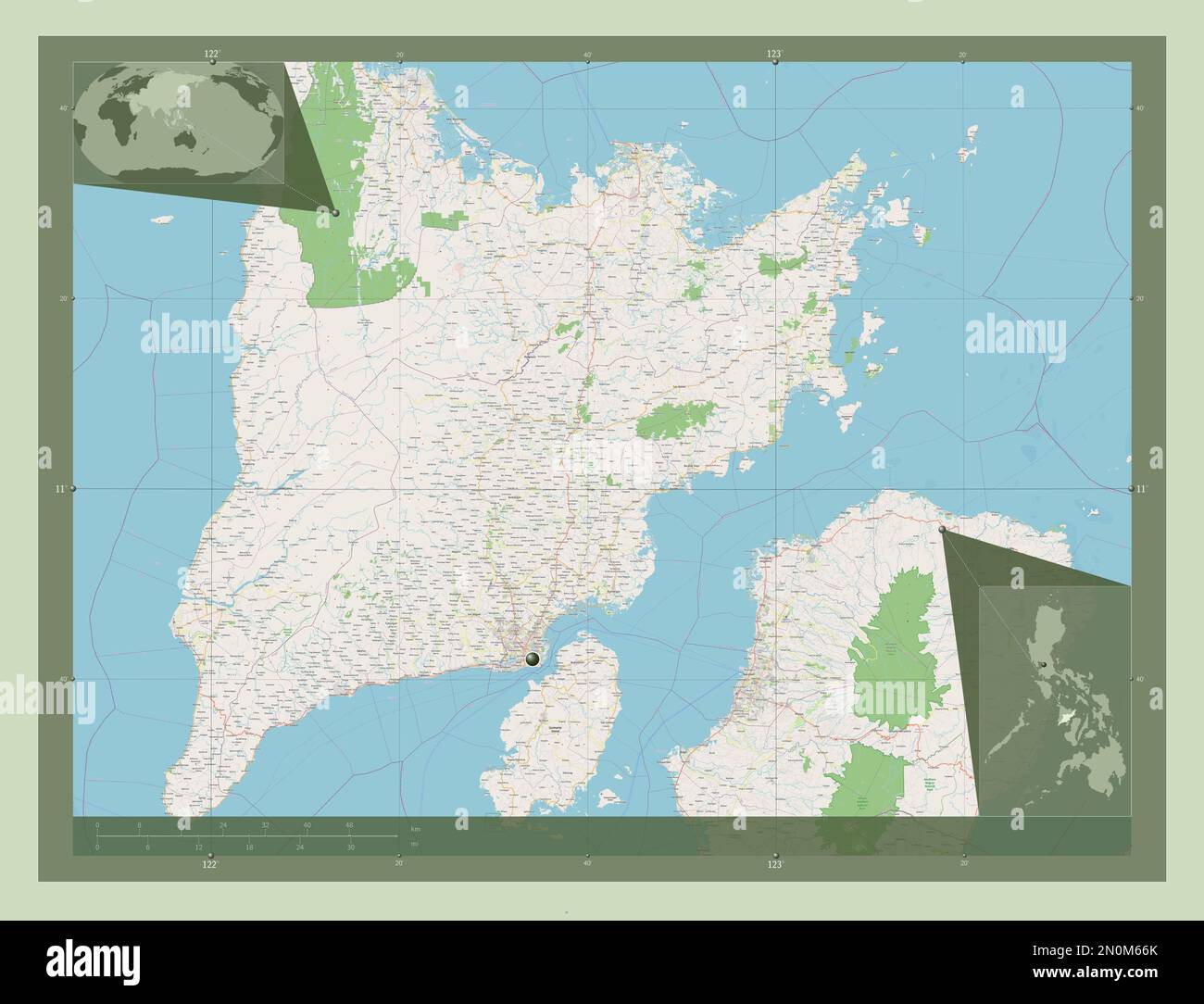 Iloilo, province of Philippines. Open Street Map. Corner auxiliary ...