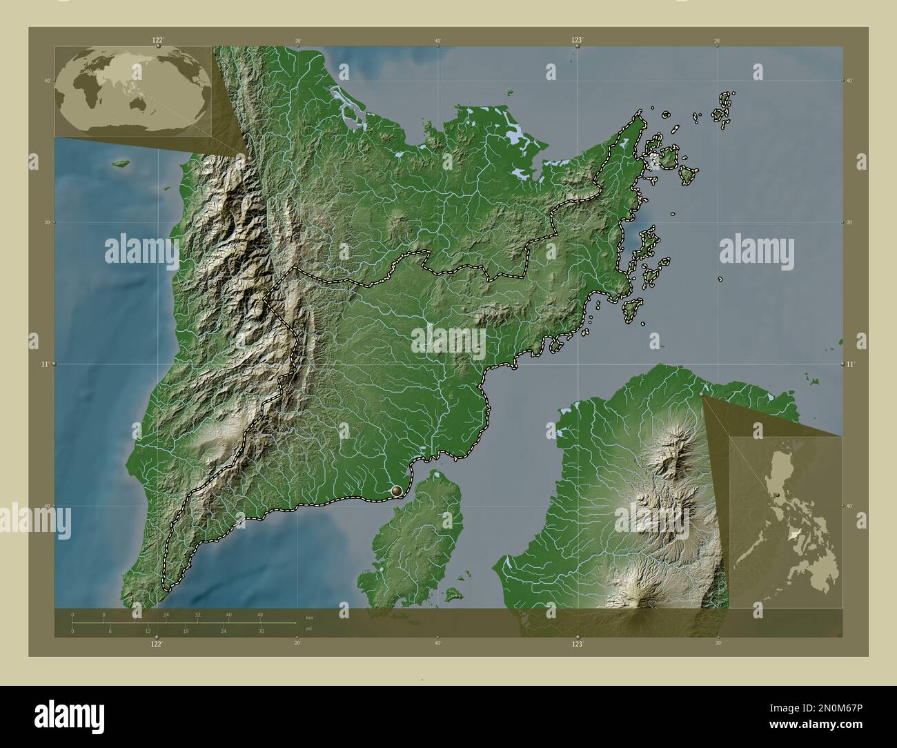 Iloilo, province of Philippines. Elevation map colored in wiki style ...
