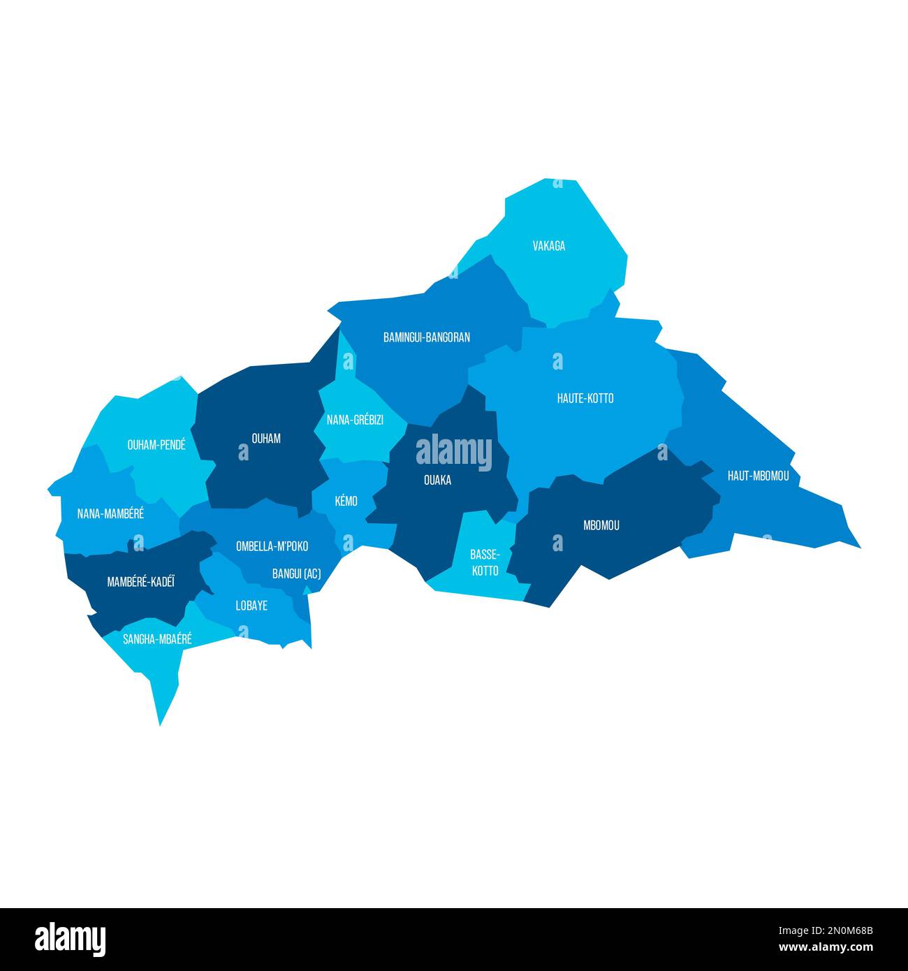 Central African Republic political map of administrative divisions ...