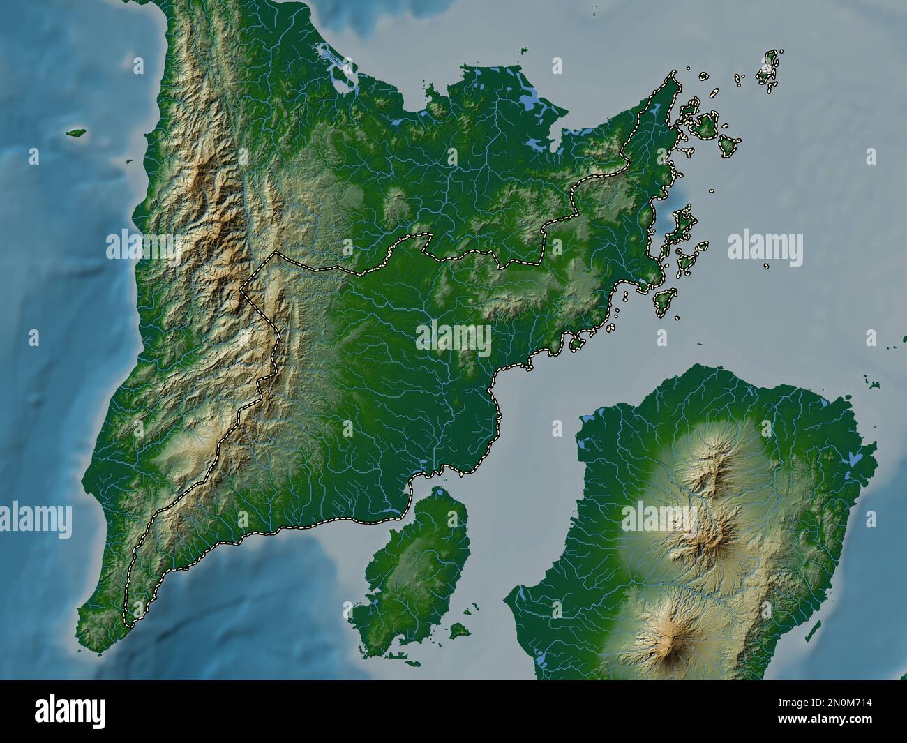 Iloilo, province of Philippines. Colored elevation map with lakes and ...