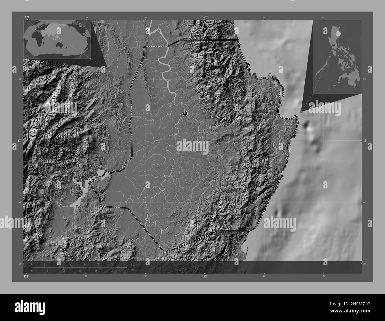 Isabela, province of Philippines. Bilevel elevation map with lakes and ...