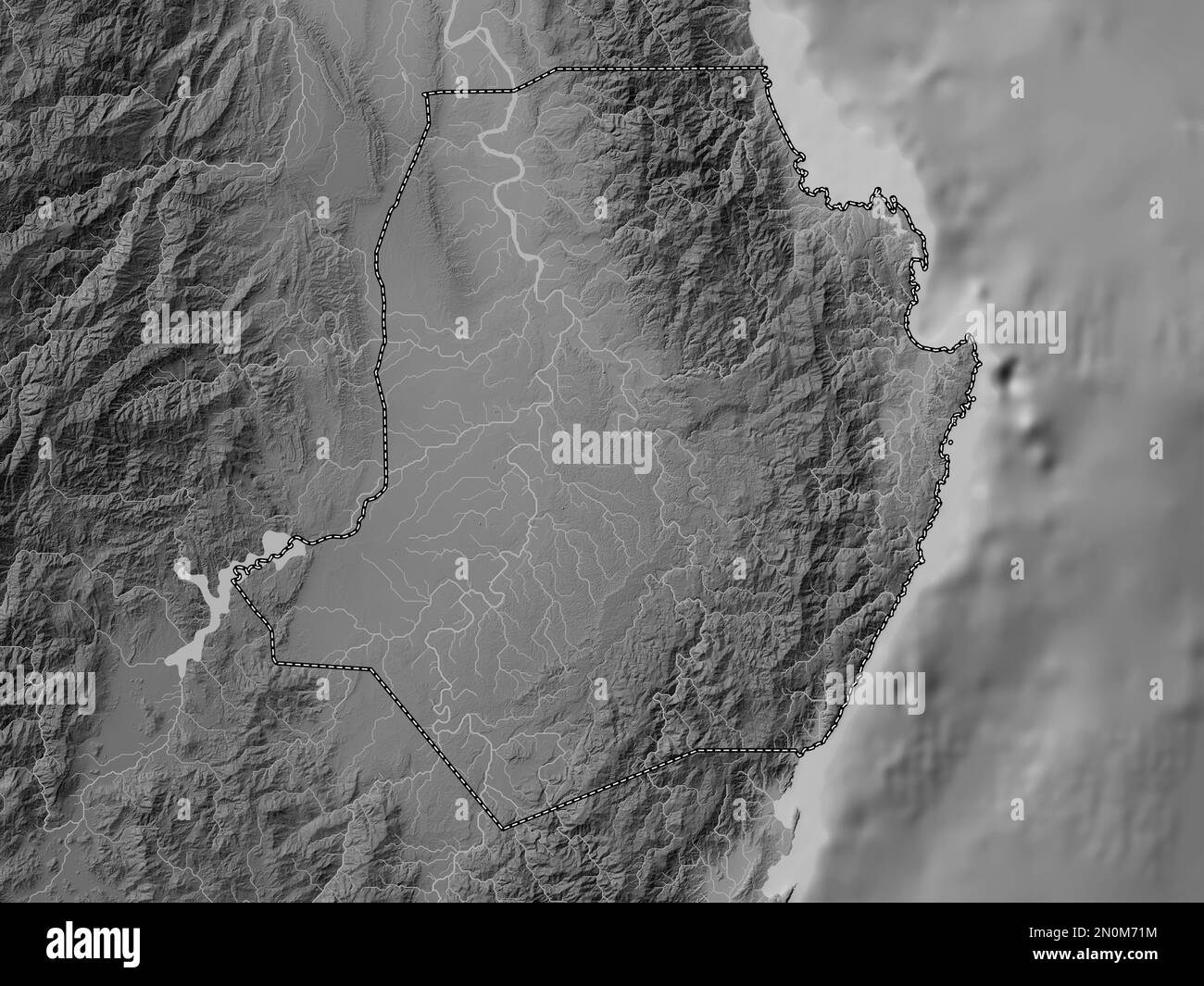 Isabela, province of Philippines. Grayscale elevation map with lakes ...