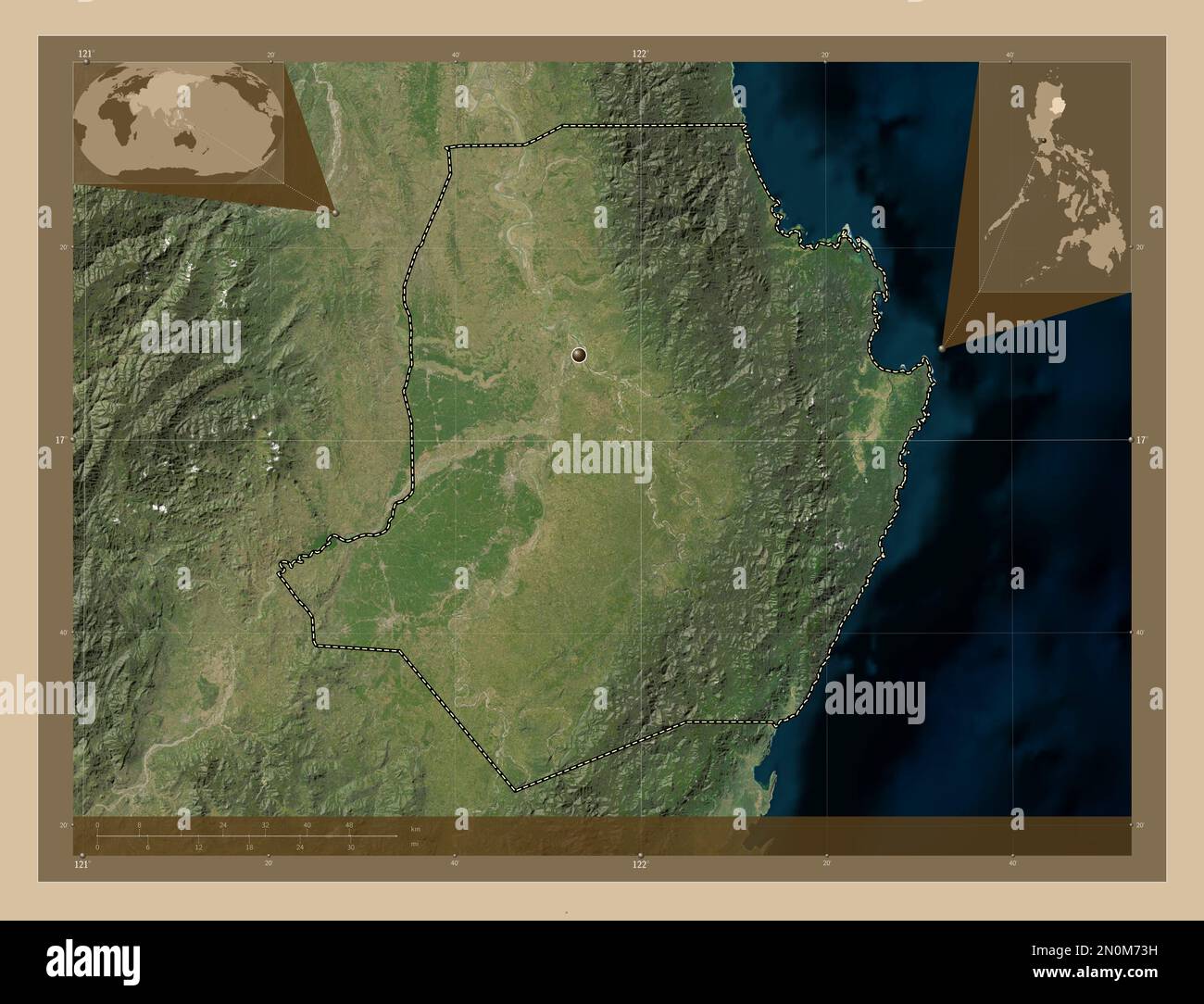 Isabela, province of Philippines. Low resolution satellite map. Corner ...