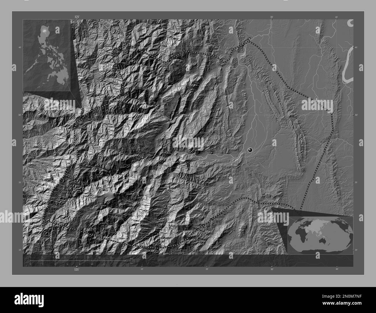 Kalinga, province of Philippines. Bilevel elevation map with lakes and ...