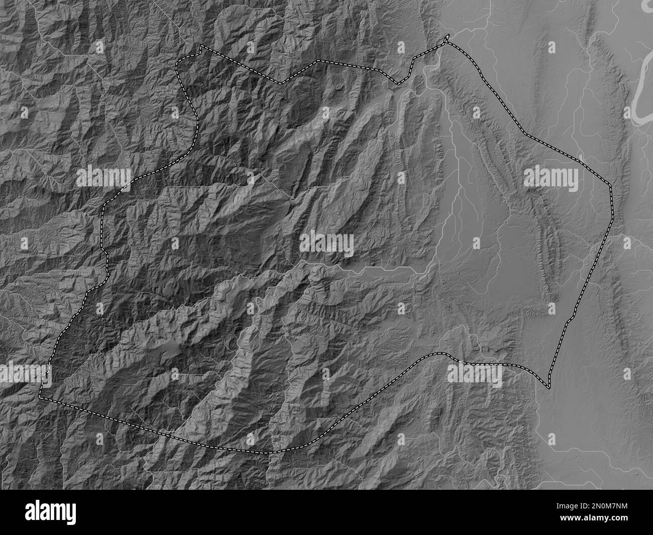 Kalinga, province of Philippines. Grayscale elevation map with lakes ...