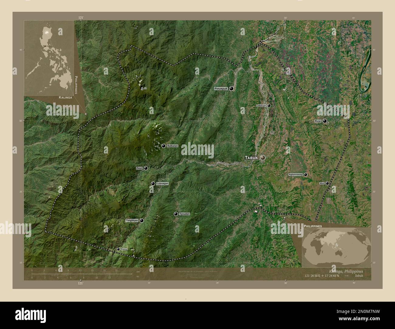 Kalinga, province of Philippines. High resolution satellite map ...