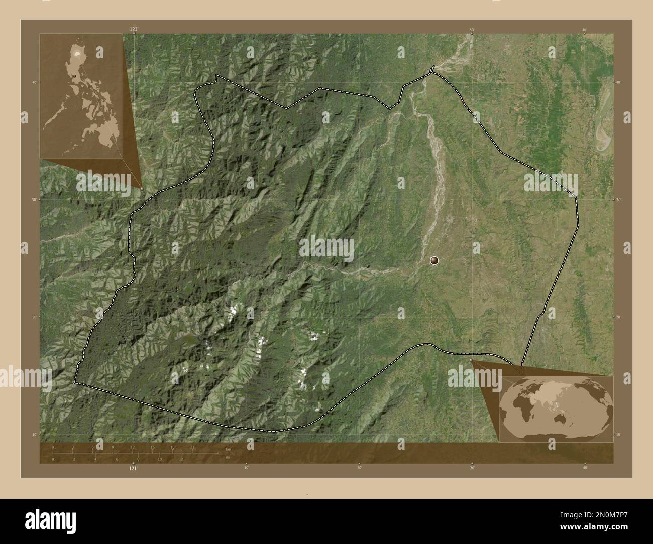 Kalinga, province of Philippines. Low resolution satellite map. Corner ...