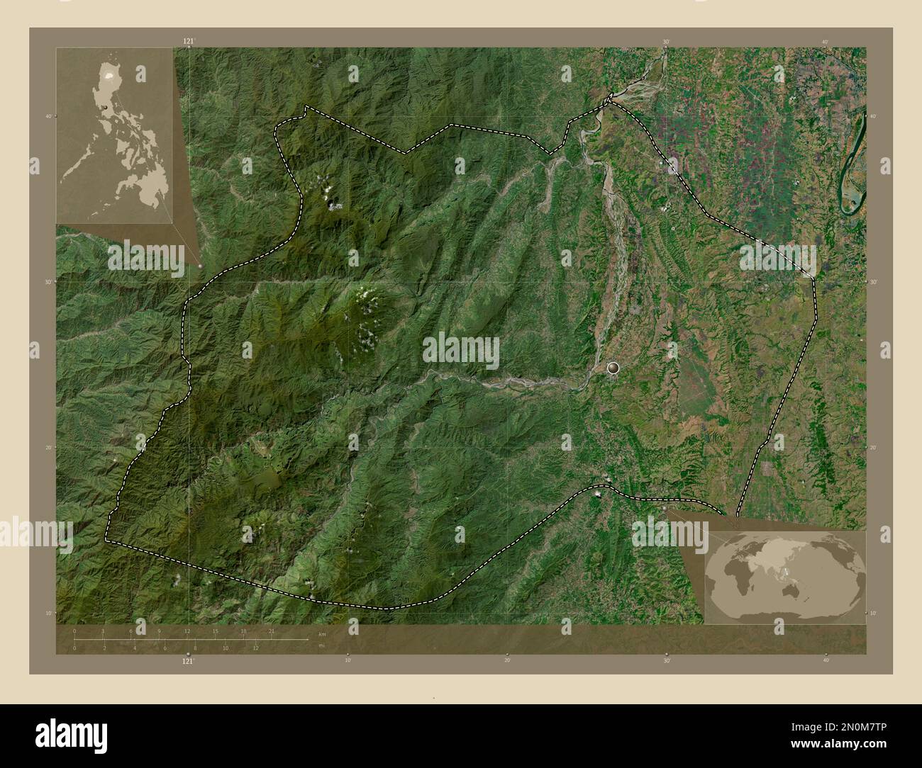Kalinga, province of Philippines. High resolution satellite map. Corner ...