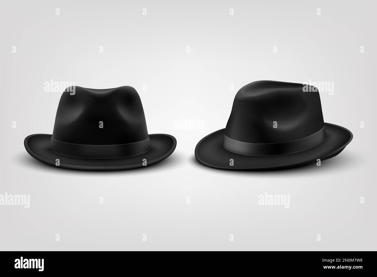 Vector 3d Realistic Black Vintage Classic Gentleman Black Hat, Cap Icon ...