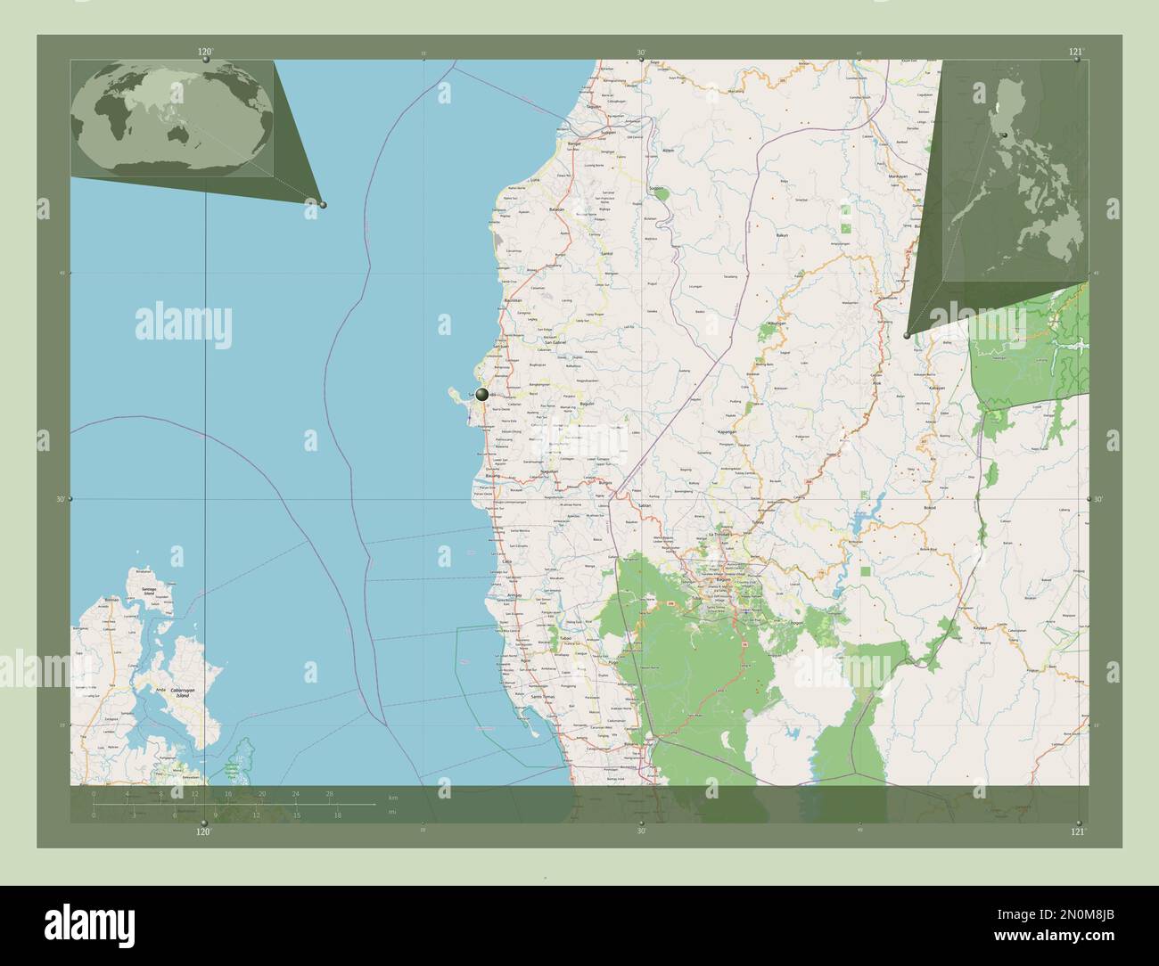 La Union, province of Philippines. Open Street Map. Corner auxiliary ...