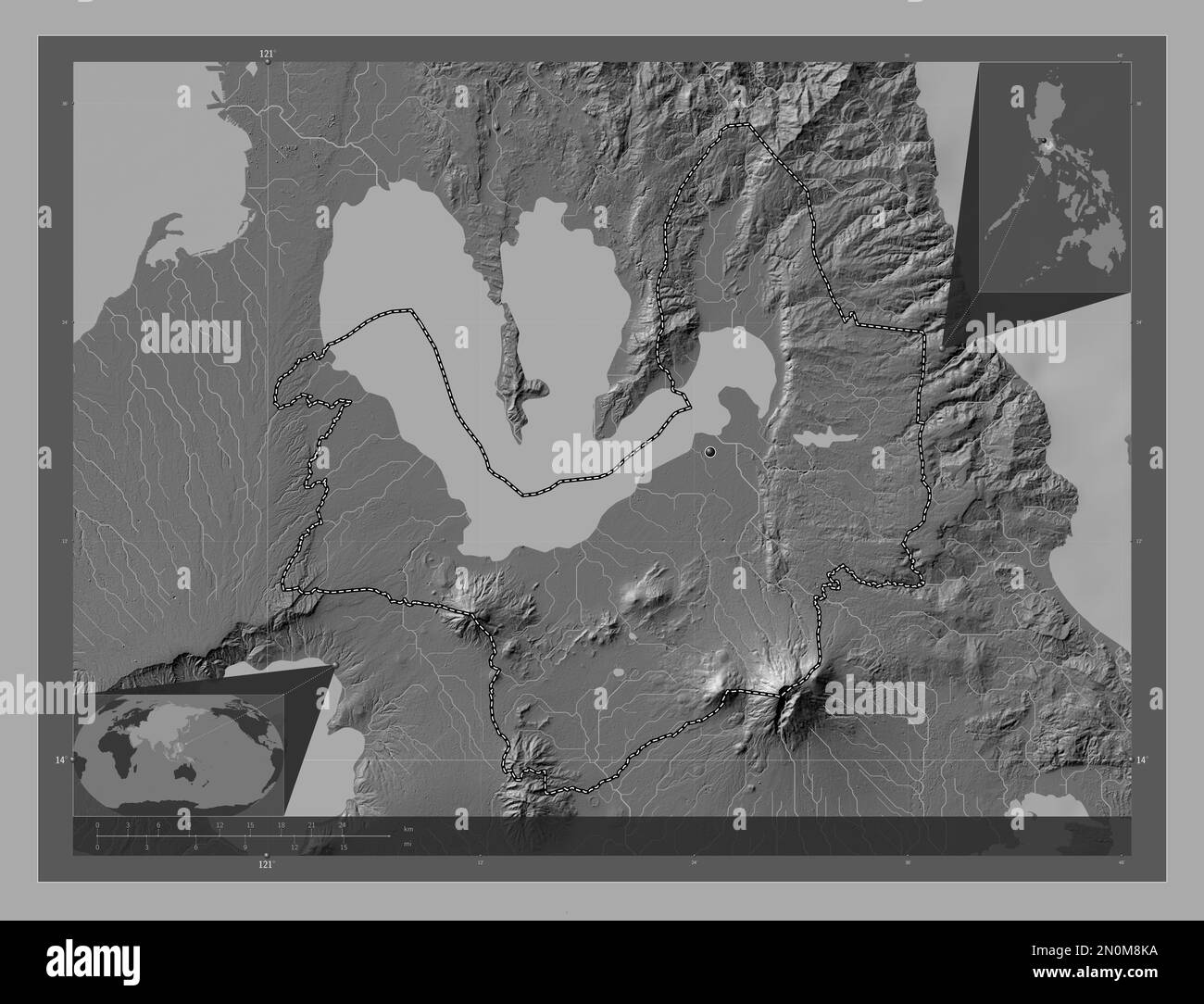 Laguna, province of Philippines. Bilevel elevation map with lakes and ...