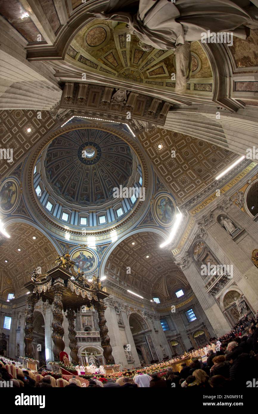 In this photo taken with a fish-eye lens, Pope Francis celebrates a ...