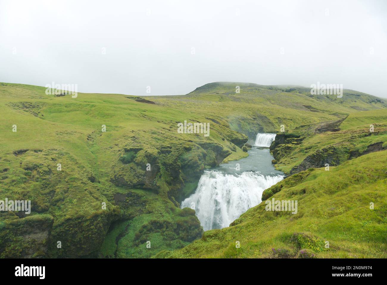 Waterfall in the beautiful landscape in Icelandic environment during ...
