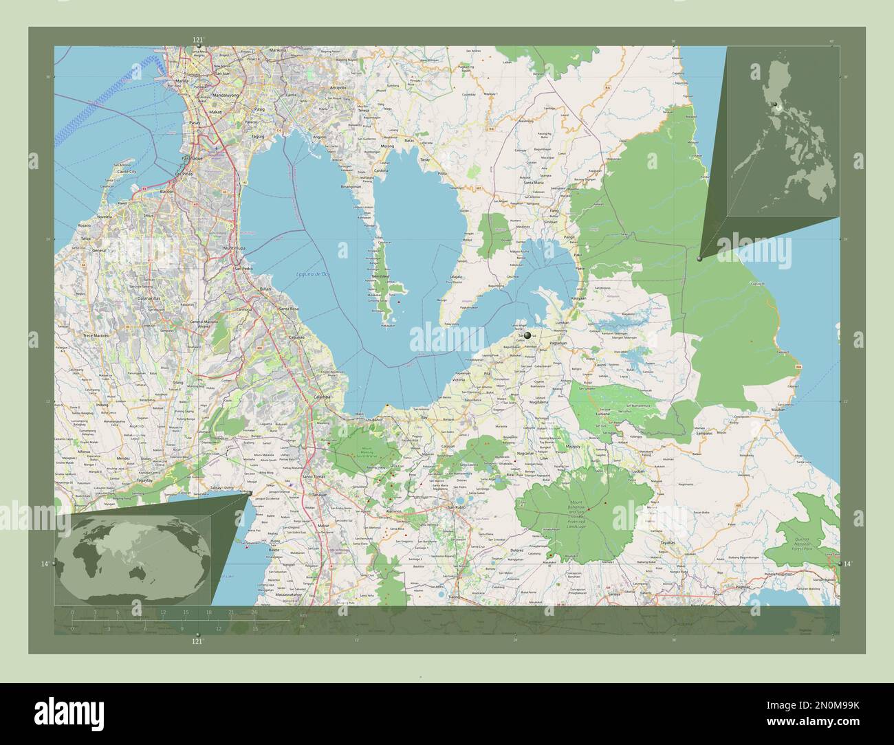 Laguna, province of Philippines. Open Street Map. Corner auxiliary ...