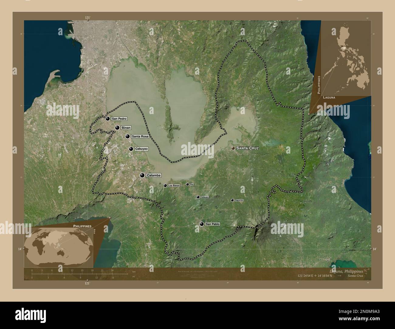 Laguna, province of Philippines. Low resolution satellite map ...