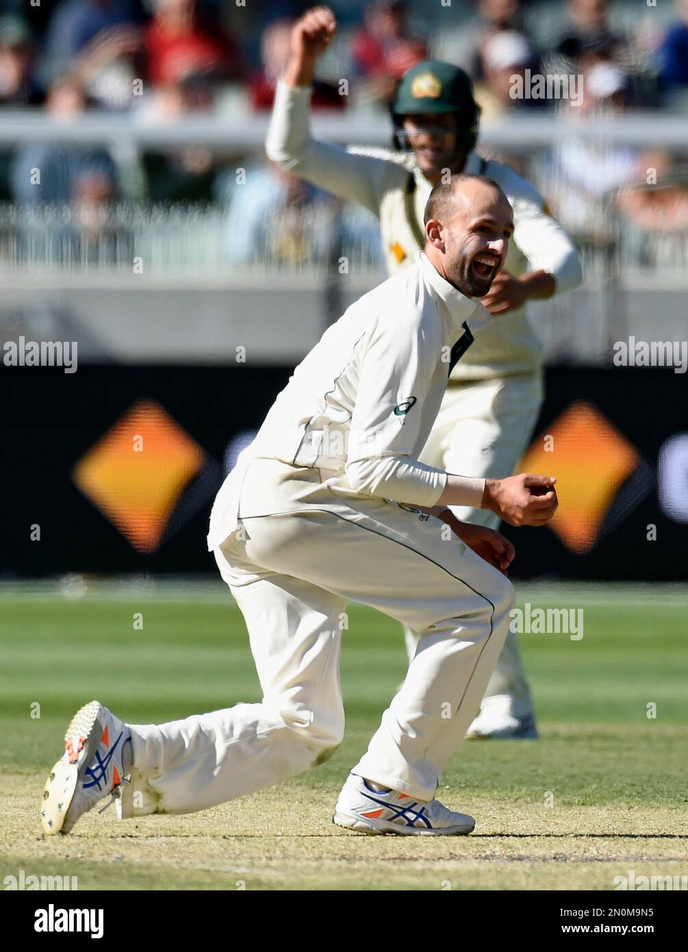 Australian bowler Nathan Lyon catches out West Indies' Jermaine ...
