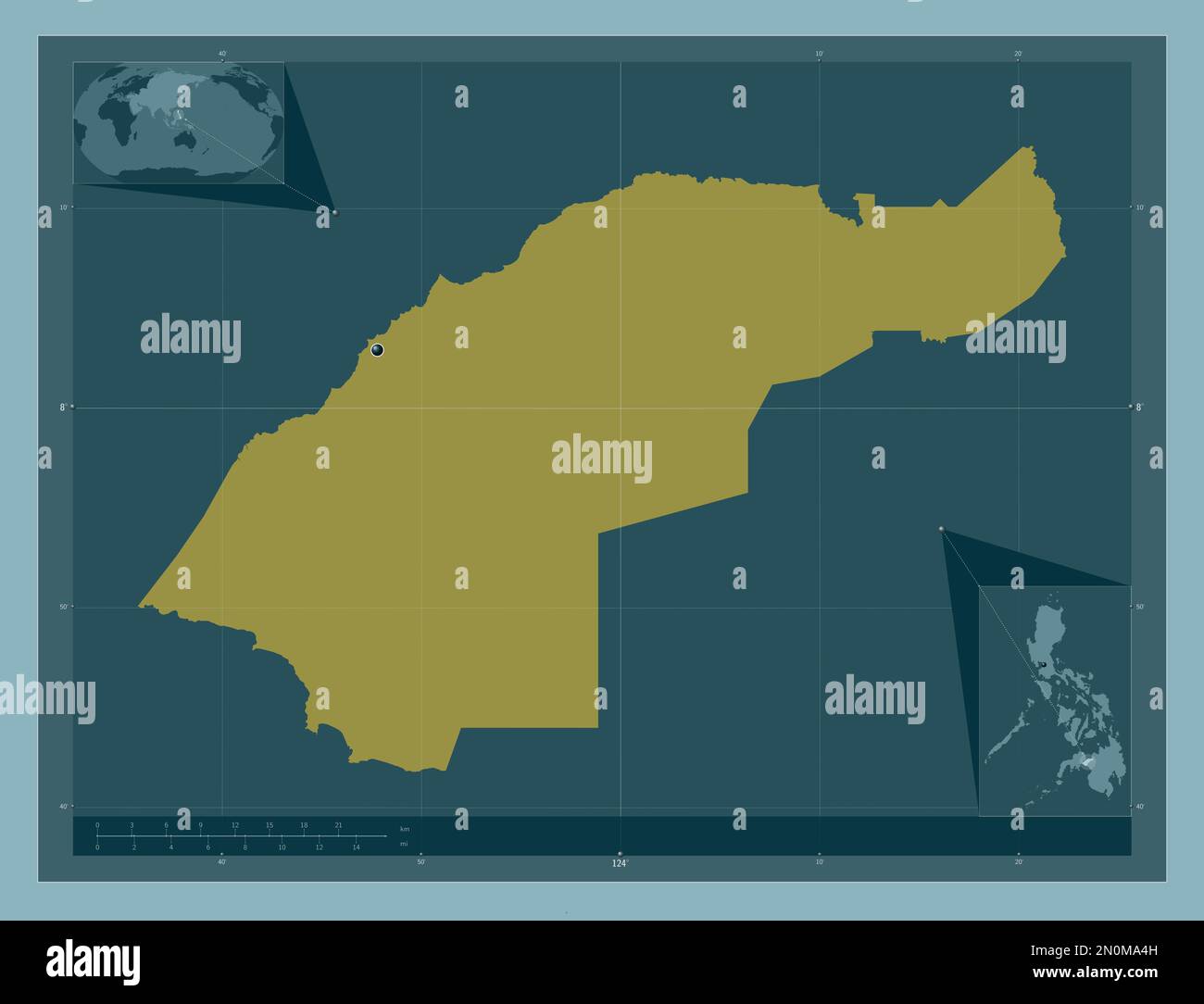 Lanao del Norte, province of Philippines. Solid color shape. Corner ...