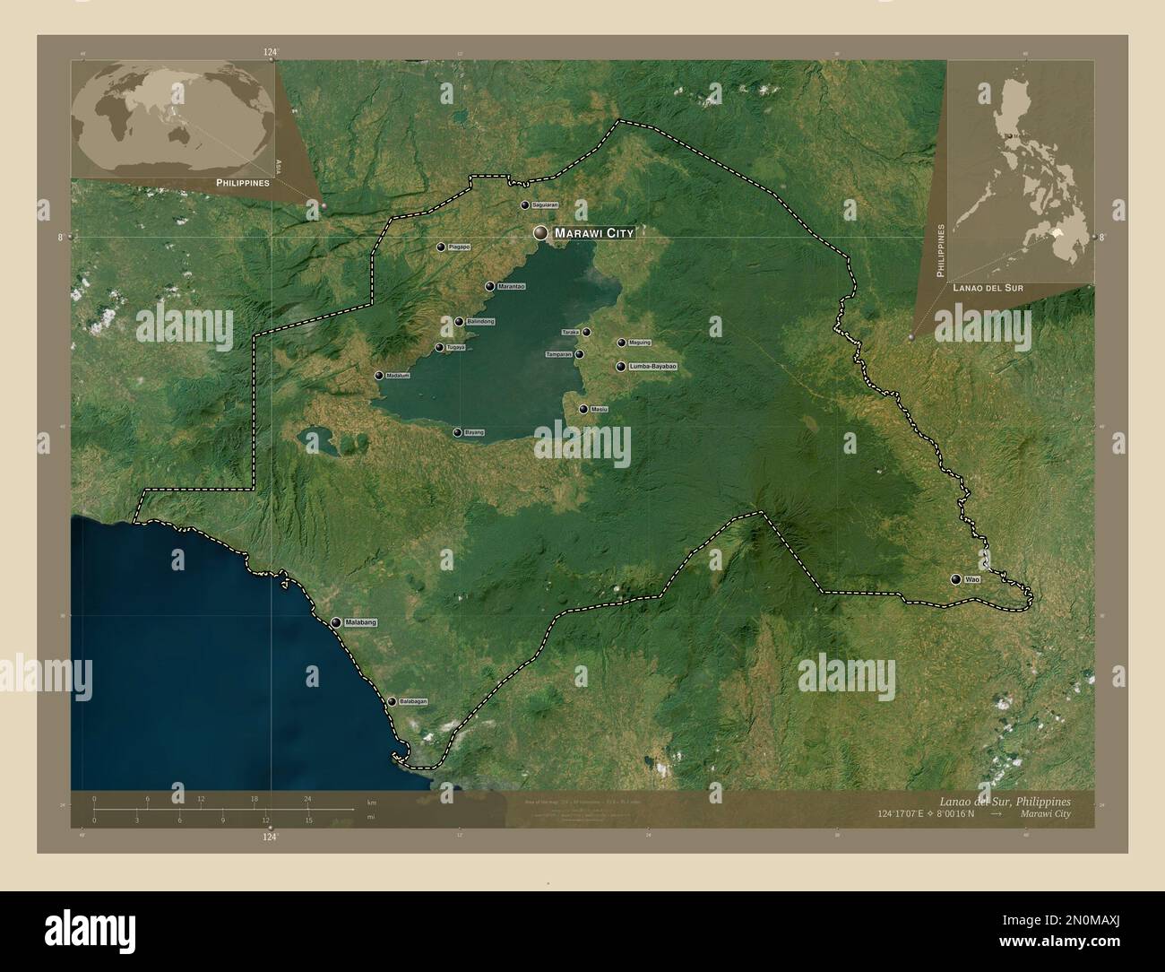 Lanao del Sur, province of Philippines. High resolution satellite map ...
