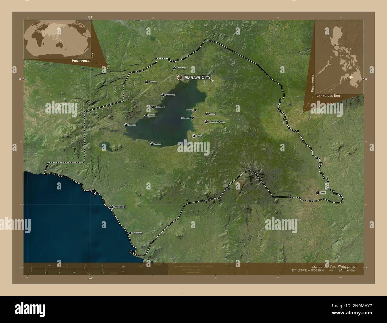 Lanao del Sur, province of Philippines. Low resolution satellite map ...