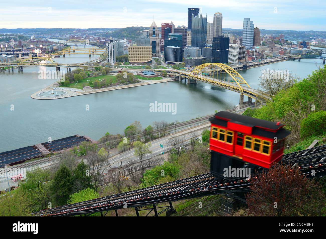 The Duquesne funicular travels up the hillside near Pittsburgh ...