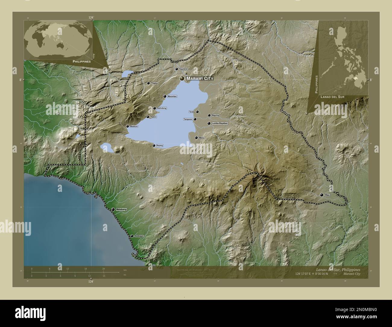 Lanao del Sur, province of Philippines. Elevation map colored in wiki ...