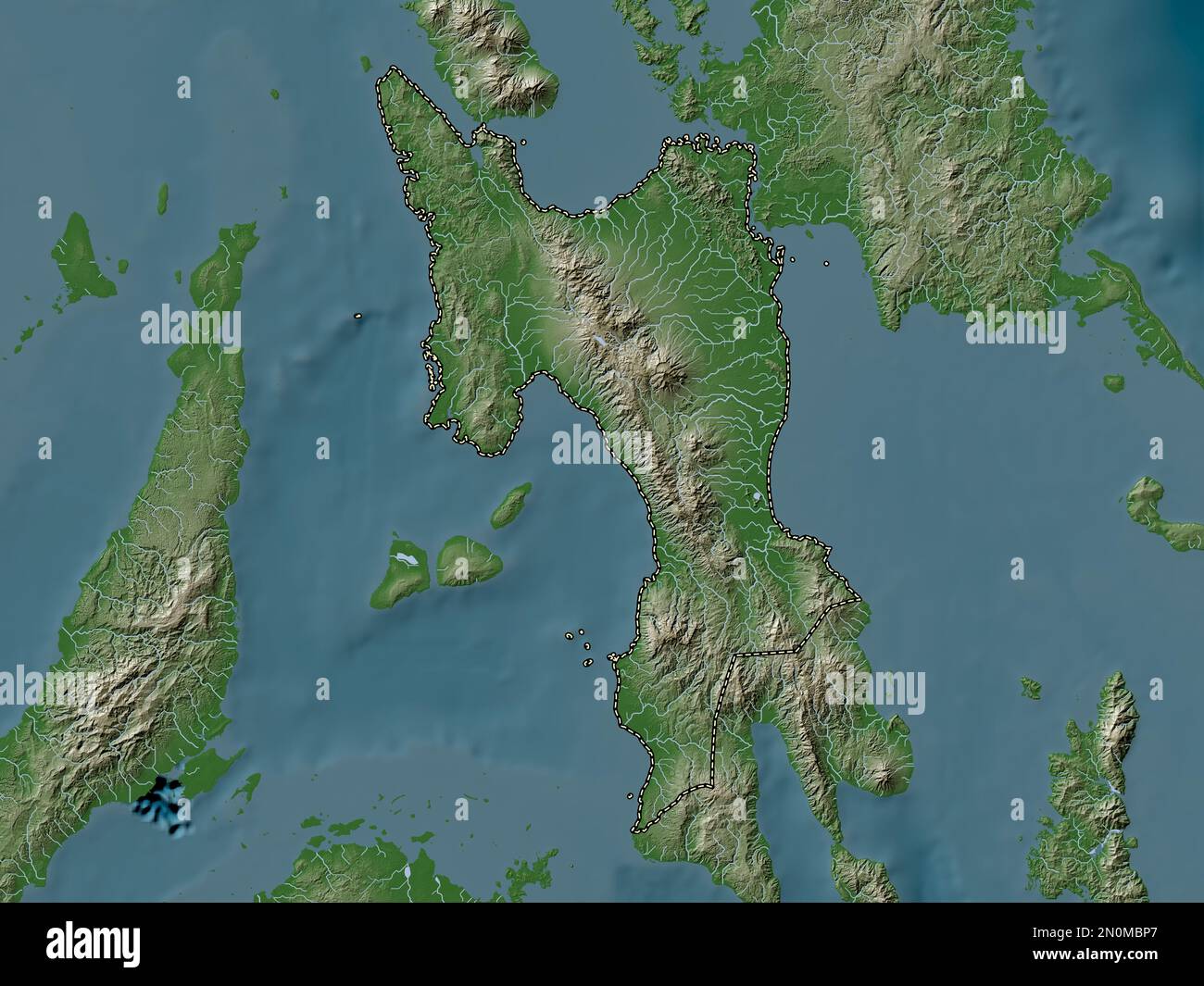 Leyte, province of Philippines. Elevation map colored in wiki style ...