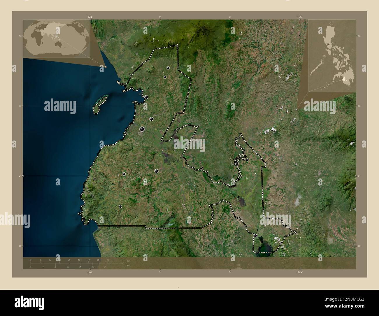 Maguindanao, province of Philippines. High resolution satellite map ...